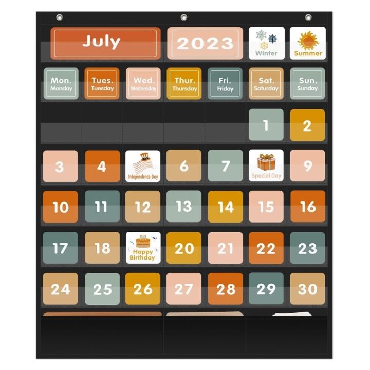 Large Boho Calendar Pocket Chart for Classroom with Cards Monthly ...