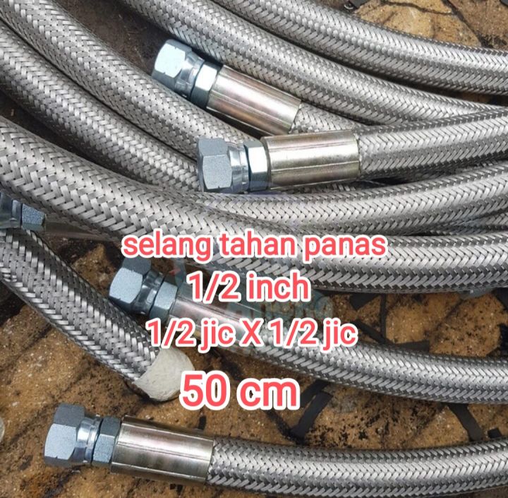 selang tahan panas PTFE bred stainless 1/2 inch panjang 50 cm 1/2 jic x 1/2 jic | Lazada Indonesia