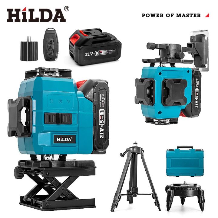 HILDA 16 line green laser level self leveling 360 ° rotation 4D ...