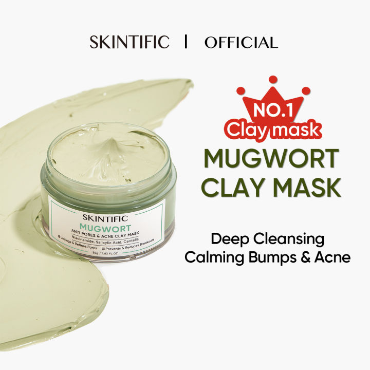 SKINTIFIC Mugwort Mask Anti Pores & Acne Clay Mask Moisturizing Oil ...