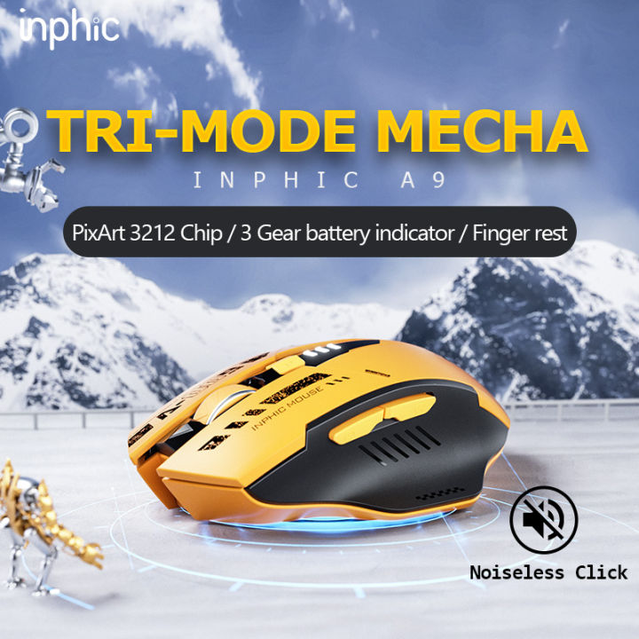 Inphic A9 Wireless Mouse Rechargeable 2 4ghz Bluetooth Multi Mode Mouse Mecha Style Noiseless