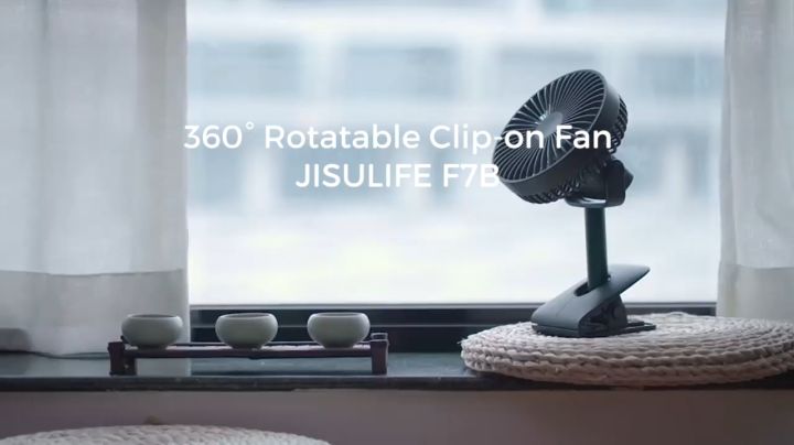JISULIFE F7-B 4000mAh Portable Desktop Fan Baby Stroller Clip ON Fan ...