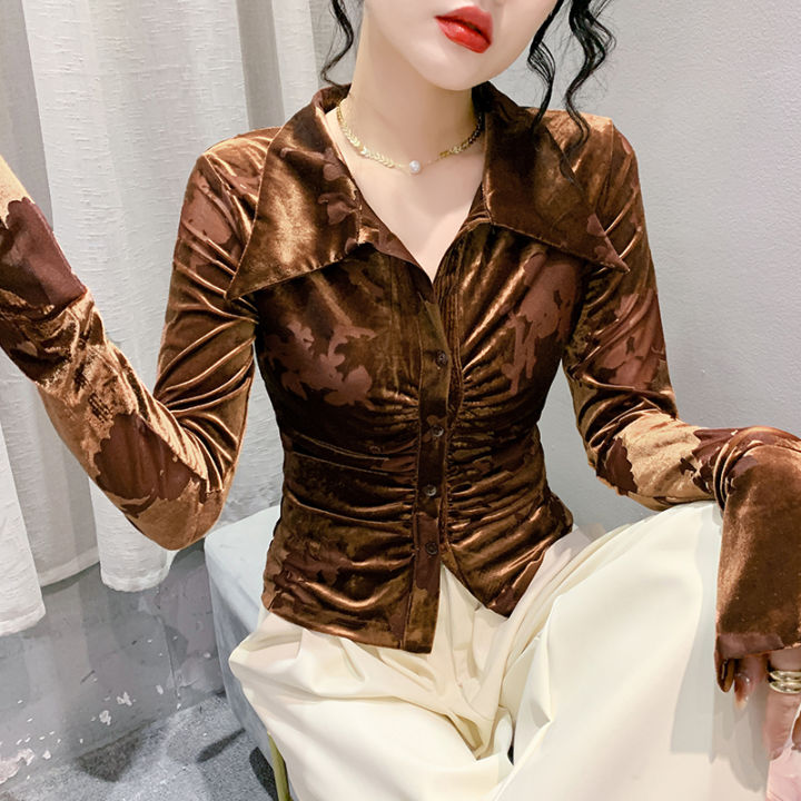 Yimei 2024 Phong cách Trung Quốc ôm vừa xã hội, Áo xếp li thanh lịch ...