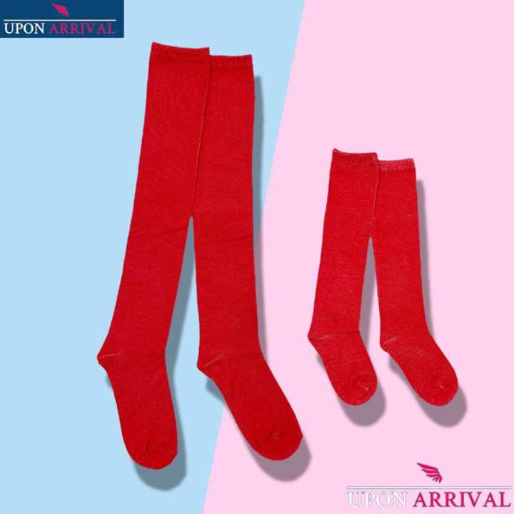 1pair Kids And Adult Red Knee High Socks Cotton High Socks AS-507 AS ...