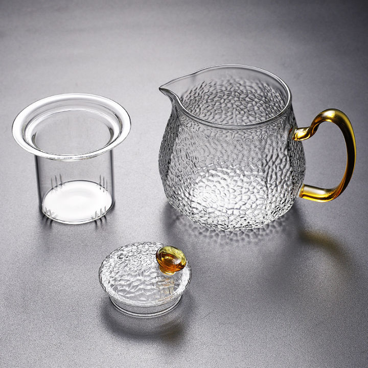 Large Capacity Hammered Pattern Glass Teapot Floral Tea Pot Fruit Tea ...