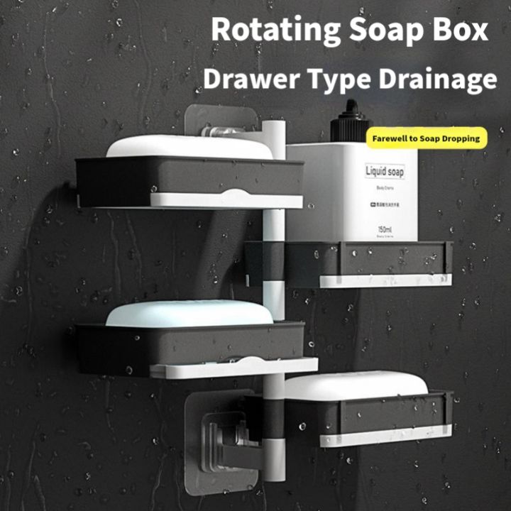 Soap Box 3/4Layer Wall Mounted Soap Holder with Drain Bathroom shelf ...