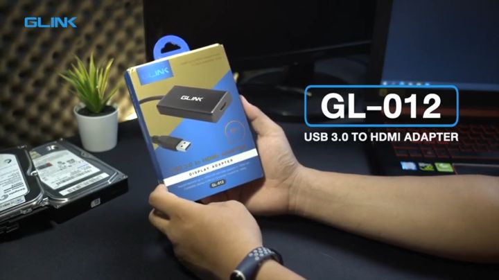 มาตรฐาน GLINK GL-012 ตัวแปลง USB 3.0 TO HDMI Converter มี AUX 3.5mm ต่อเสียง 1920×1080 WINDOWS ...