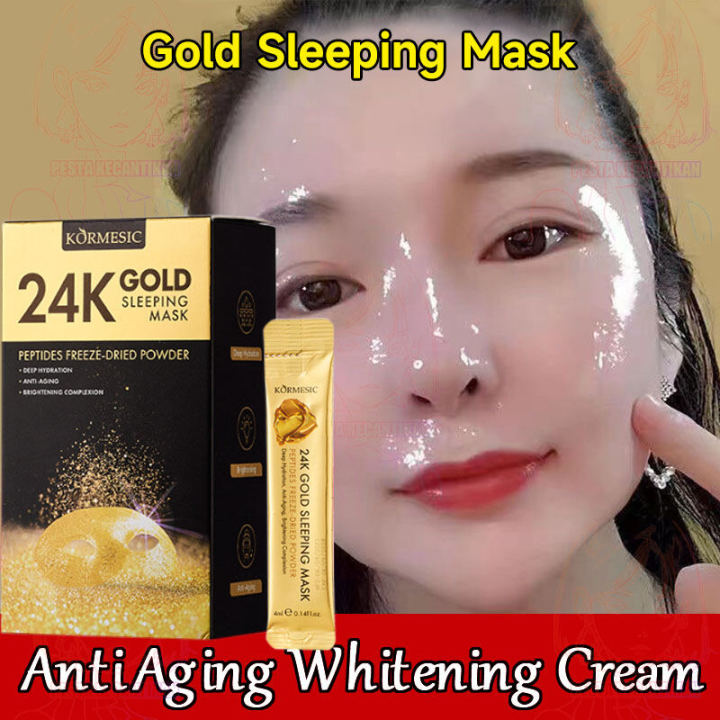 【COD】Gold Sleeping Mask 24k Masker Pelembab Wajah Di Malam Hari Anti ...