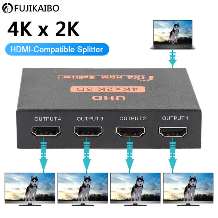 4K 2K HDMI-Compatible Splitter HD 1080P 1 in 4 Out Video Switcher Cable ...