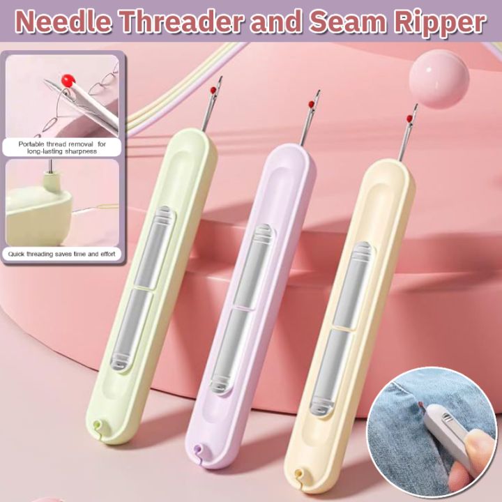 New Dual-Purpose Needle Threader and Seam Ripper 2-in-1 Stitching ...