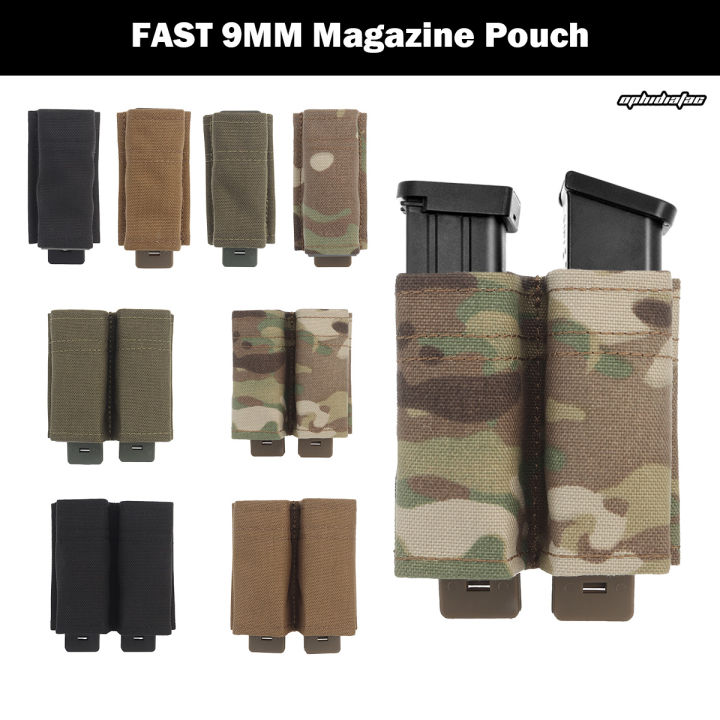 FAST 9MM Pistol Single/Double Magazine Pouch MOLLE Mag Pouch with Quick ...