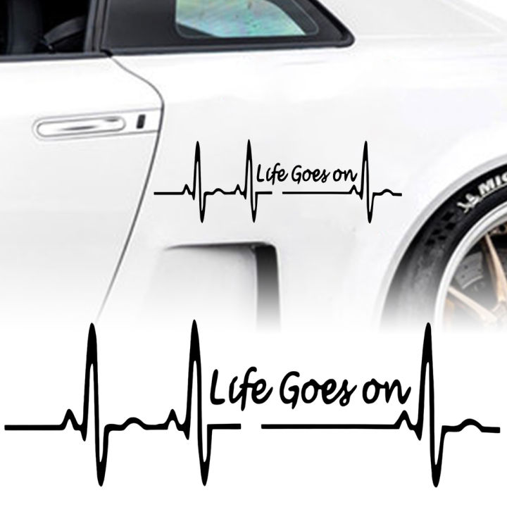 2Pcs Life Goes on Car Stickers Universal Waterproof Personalize Decal ...