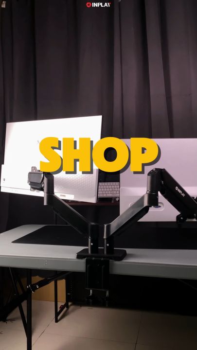 Inplay KMT-3 Dual Monitor Mount Adjustable Monitor Stand With 180° Swivel, Tilt, 360° Rotation ...