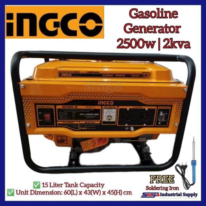 INGCO Original 2500W/2.5kva Gasoline Generator with Free Soldering Iron ...