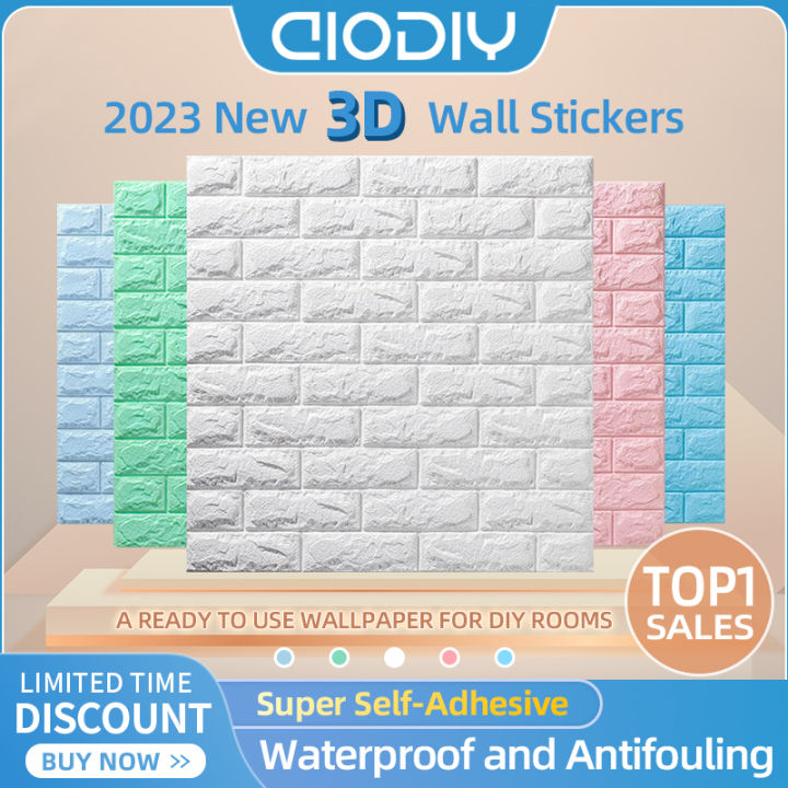 AIODIY Foam Bricks 3D Self Adhesive Brick Wall Stickers and Waterproof ...