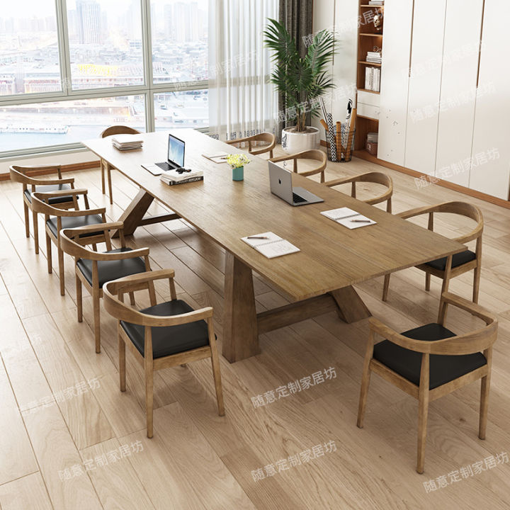 Minimalist Solid Wood Large Conference Table Long Table Modern Office ...