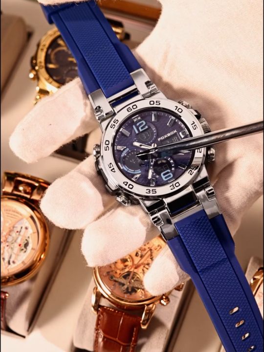 LIGE x Foxbox men watches fashion sports dual display waterproof ...