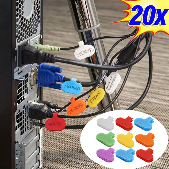 10/20pcs Cable Labels Cable Ties Reusable With Write-on Label Wire ...