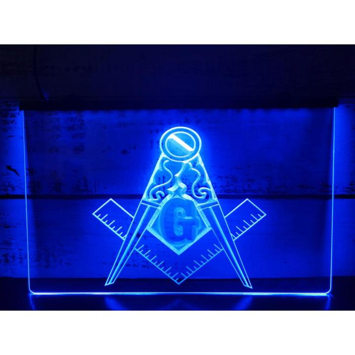 Masonic Mason Freemason Emblem LED Neon Sign-3D Carving Wall Art for ...