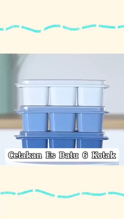 Cetakan Es Batu 6 Kotak Dengan Tutup Food Grade Ice Cube Mold Square ...