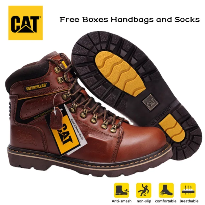 【With Original Box】Caterpillar Safety Shoes Steel Toe Men's Work Boots ...