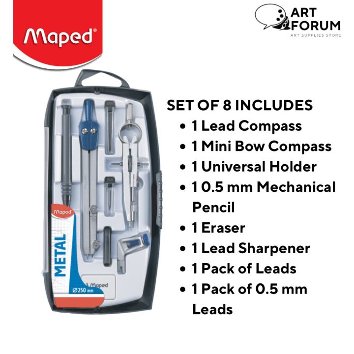 Maped Metal Leg Compass Instrument Set-250mm 8 Piece Set | Lazada PH