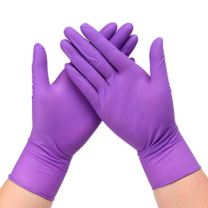 20/50PCS Disposable Nitrile Gloves Purple Powder-Free Rubber Hand Work ...