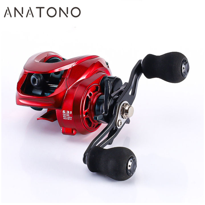 ANATONO Baitcasting Reel Lightweight Spool 6.3:1 Gear Ratio Metal Fishing Wheel 8kg Max Drag ...