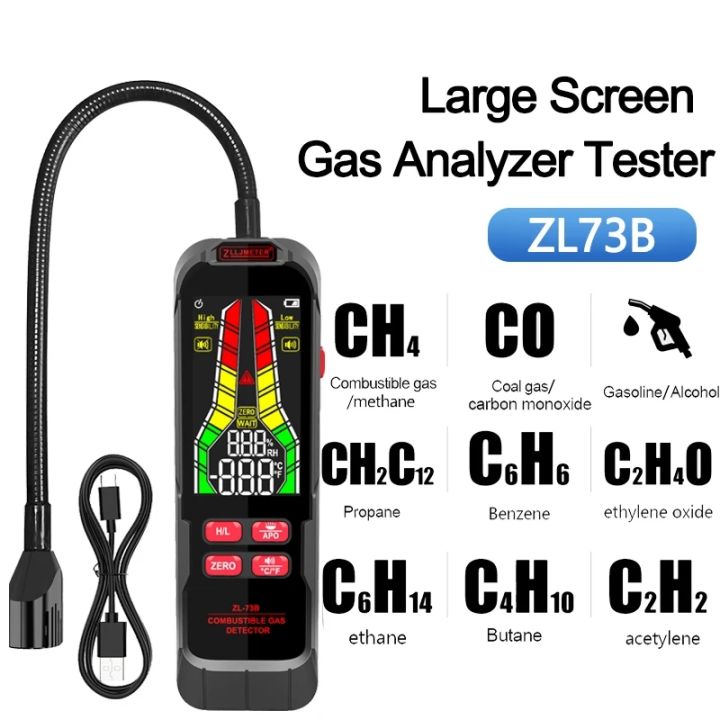 ZL73B Gas Leak Detector Buzzer Alert LCD Display Combustible Gas ...