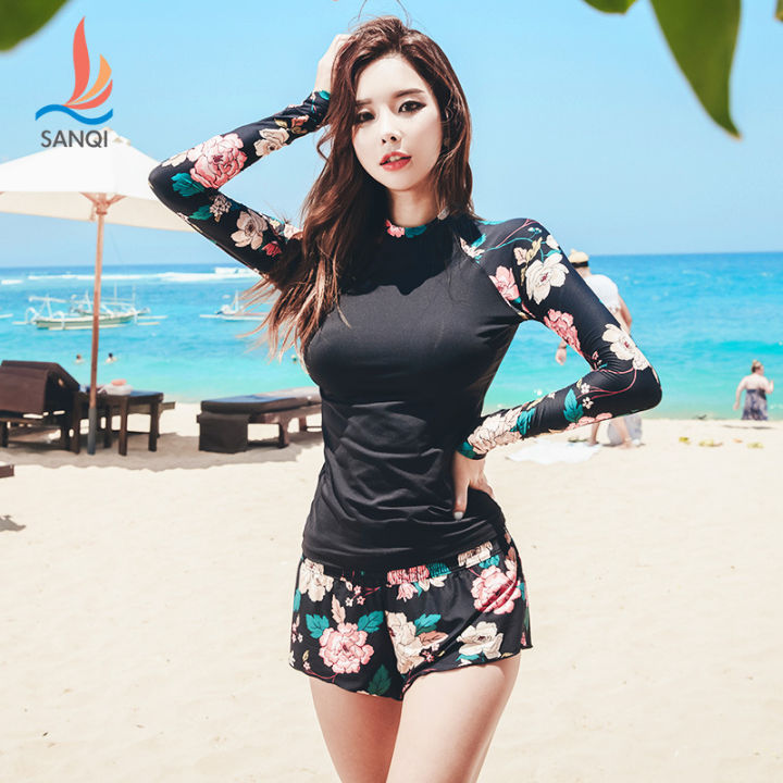 Luoke A Beach Bathing Suit Two-piece Long Sleeve Swimsuit for Women ...
