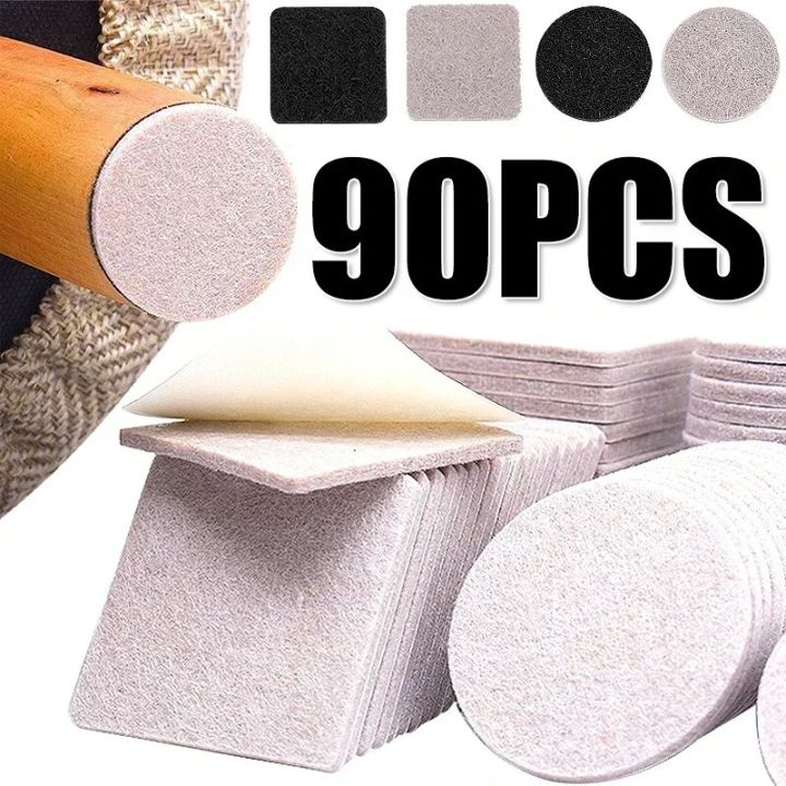 90Pcs Felt Pad Sticker Self-adhesive Desk Chair Sofa Legs Pads Square ...