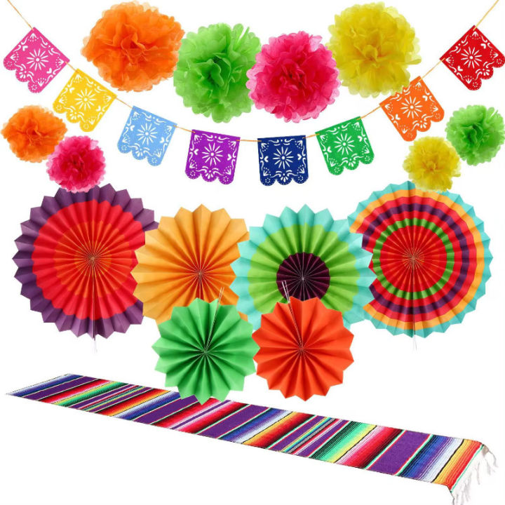 Mexican Pinata Happy Birthday Banners Party Decorations Rainbow Tassel ...
