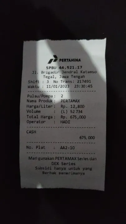 Jasa Cetak Struk Bensin/BBM | Lazada Indonesia