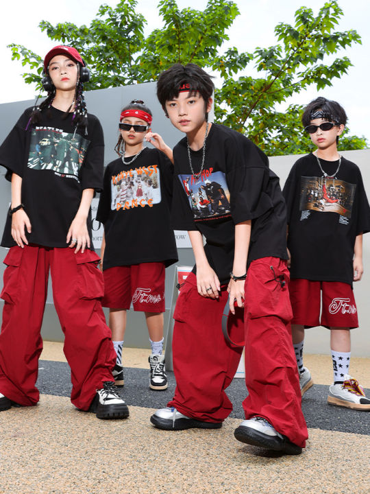 3-14 Years Old Kids Short Sleeve Gig Suit Hip Hop Boy Black Hip Hop ...