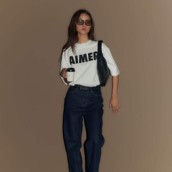 AIMER - AIMER Logo T-shirt เสื้อยืด โอเวอร์ไซส์ สกรีนลาย | Lazada.co.th