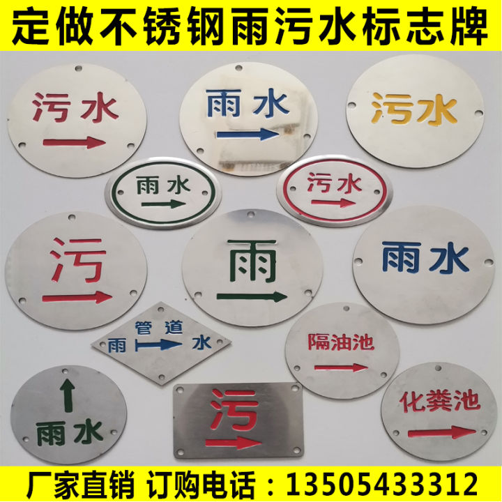 Stainless Steel Rain Sewage Identification Plate Manhole Cover Rain ...