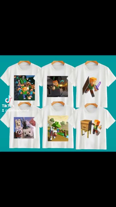MINECRAFT White Shirts for Kids and Adults SET 1 | Lazada PH