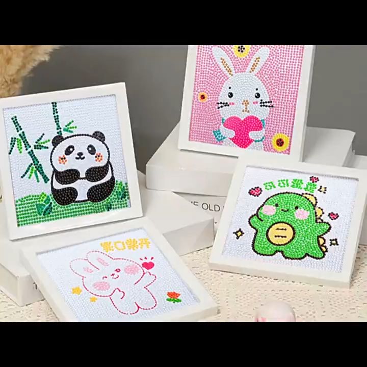 Cartoon Diamonds Painting DIY Kit with Frame Kid's Craft Kit Handmade ...