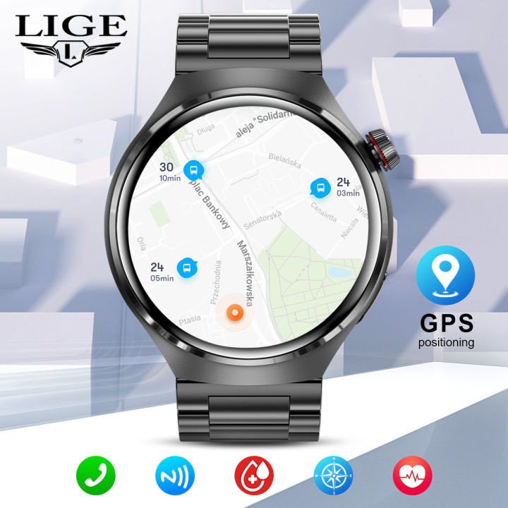 LIGE New NFC Smart Watch Men Compass HD Screen Always Display The Time ...