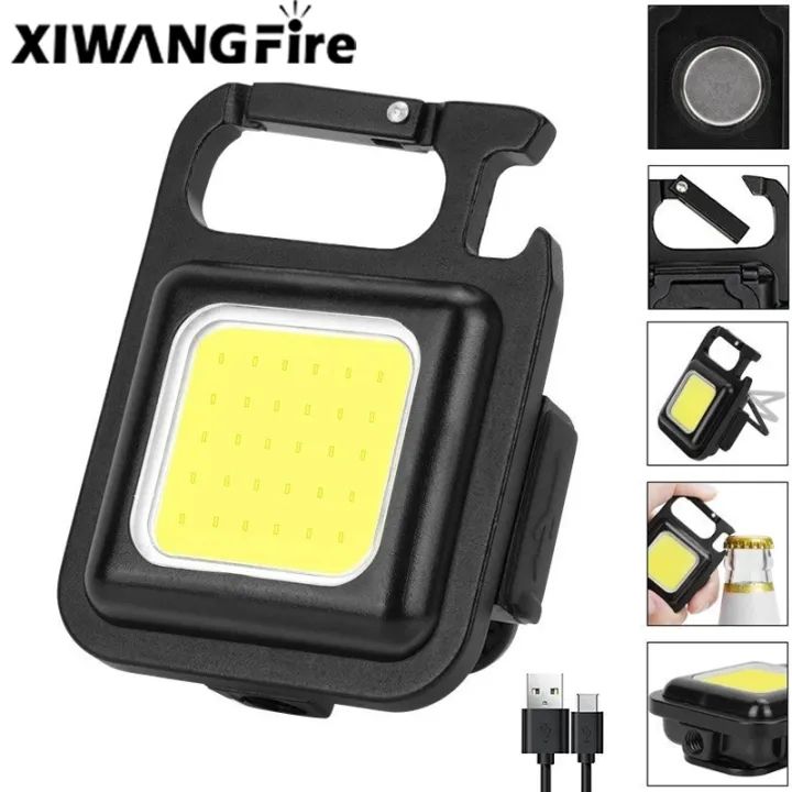 【with Bracket】Mini Portable Pocket Flashlight USB Rechargeable LED Camp Light COB Multifunction ...