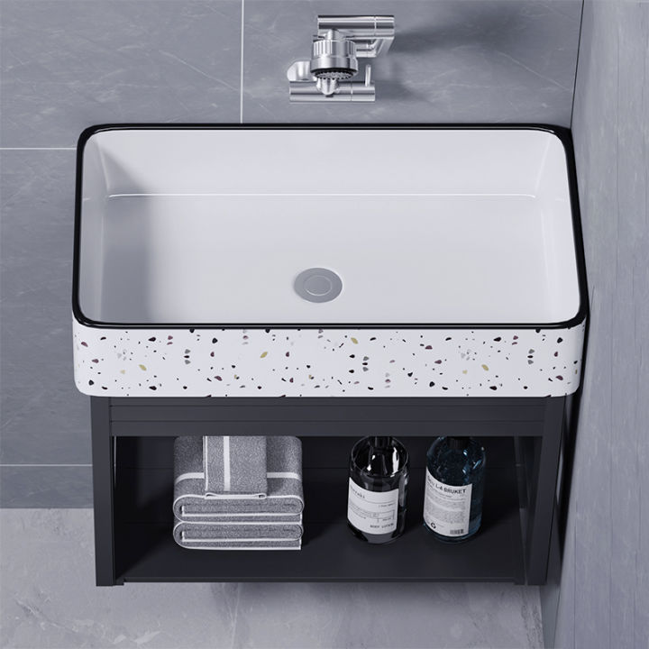 Wall-Mounted Ceramic Wash Basin Space Aluminum Hanging Bowl Home ...