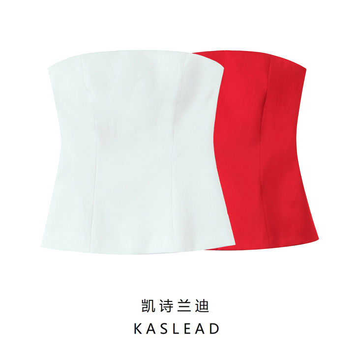 เสื้อครอปผ้าซาติน KASLEAD สำหรับผู้หญิง แฟชั่นสตรีท สไตล์เรียบง่าย แขน ...