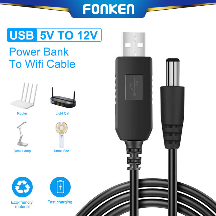 FONKEN WiFi Cable Connector DC 5V To 12V USB Cable Boost Converter ...