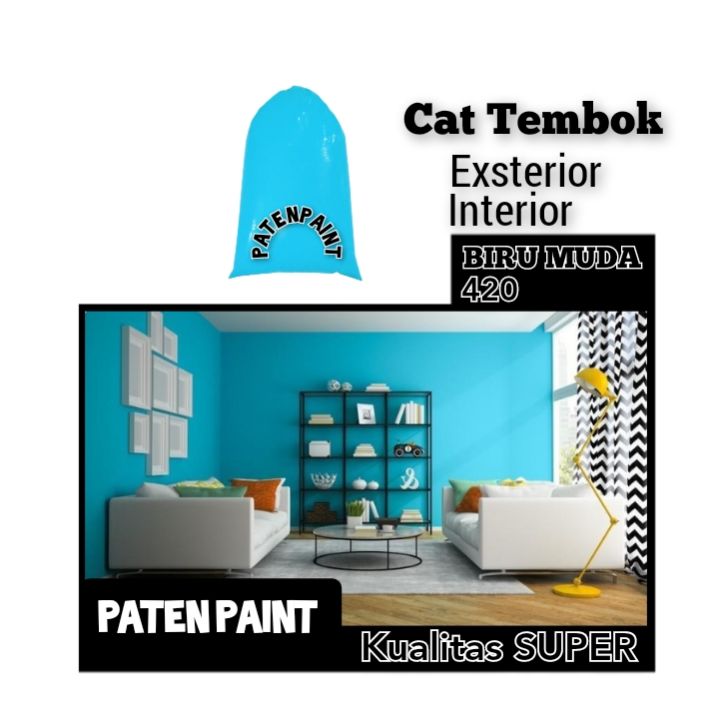 cat tembok biru muda / cat tembok 1 kg / cat tembok dinding | Lazada ...