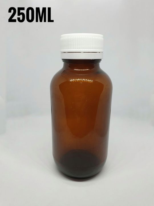250ml Round Amber Glass Bottle 琥珀色玻璃瓶 Botol Kaca Ambar Safety Cap