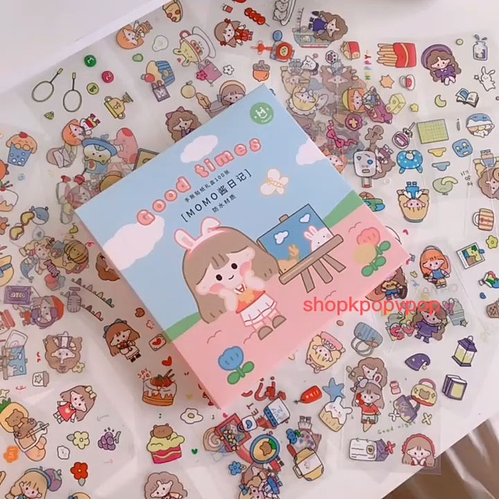 Hộp 100 tấm sticker cute chống nước (~1000 hình) trang trí sổ tay, tập ...