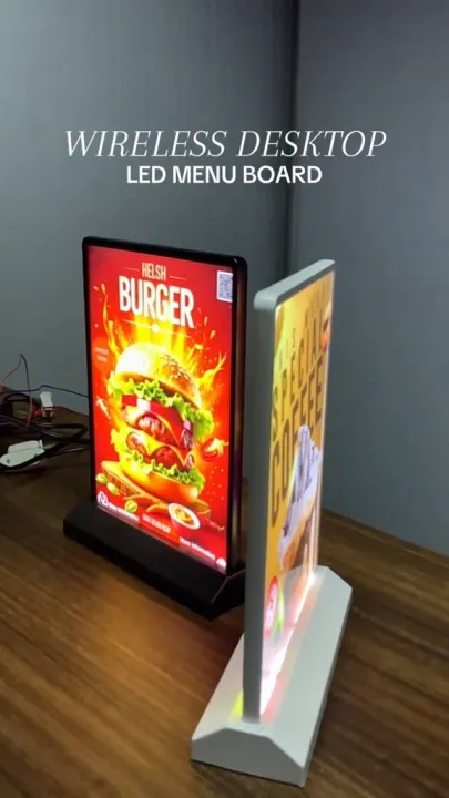 DPS LED Desktop Display A4 Menu Board Stand, Table Stand (Rechargeable ...