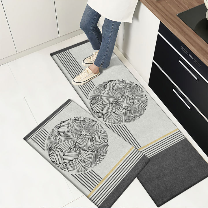 Waterproof and Oil-Proof Kitchen PU Leather Floor Mat Anti-Slip Nordic ...