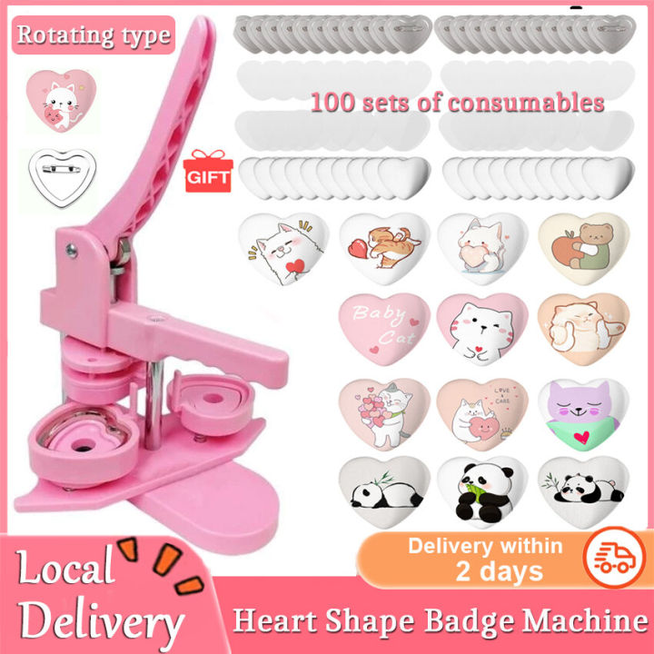 Local delivery+Two days delivery Heart manual button maker badge making ...