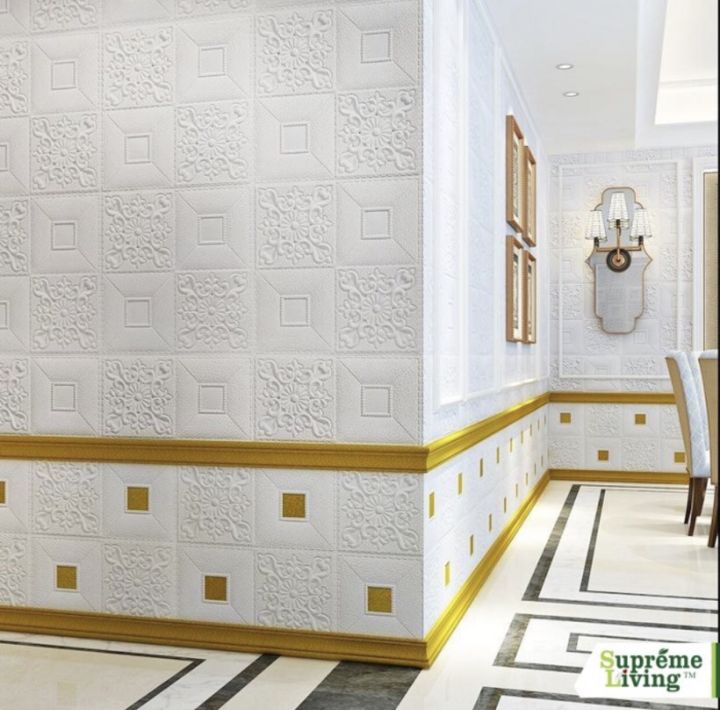 Wallpaper/sticker dinding 3D timbul foam motif batik premium 70 lembar ...